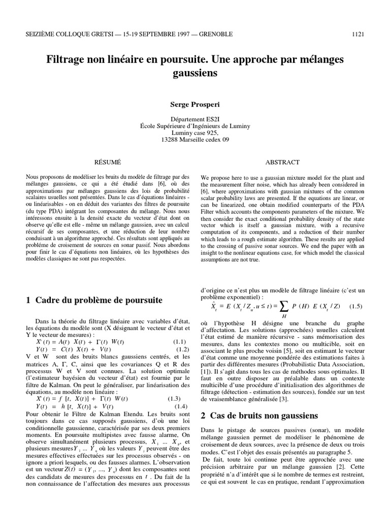 Modèle de mélange gaussien en filtrage | PDF | Loi normale | Filtre de ...