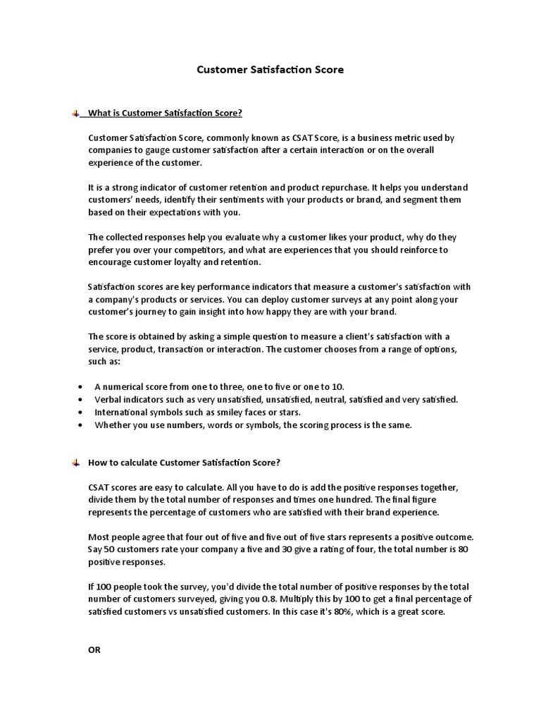 Understanding Customer Satisfaction Score | PDF | Customer Satisfaction ...