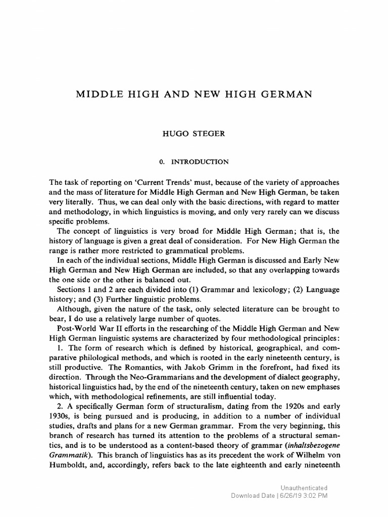 Middle High and New High German | PDF | German Language | Grammar