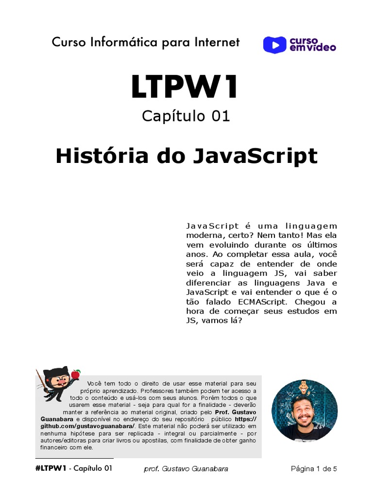 01 - História Do JavaScript | PDF | Script Java | Internet e Web 01 - História Do JavaScript | PDF | Script Java | Internet e Web
