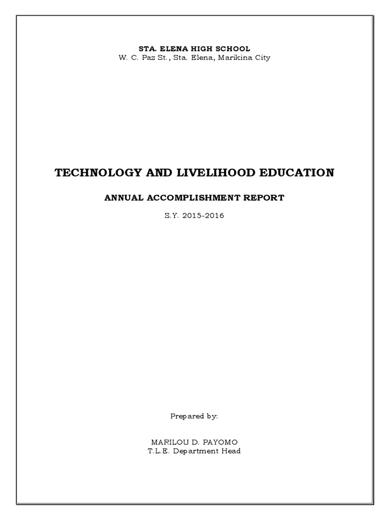 Tle Annual Accomplishment Report | PDF | Learning