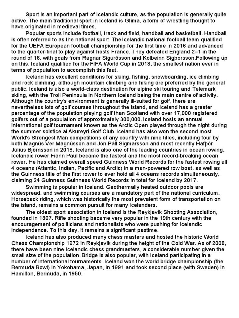 Iceland Sports | PDF | Iceland | Sports