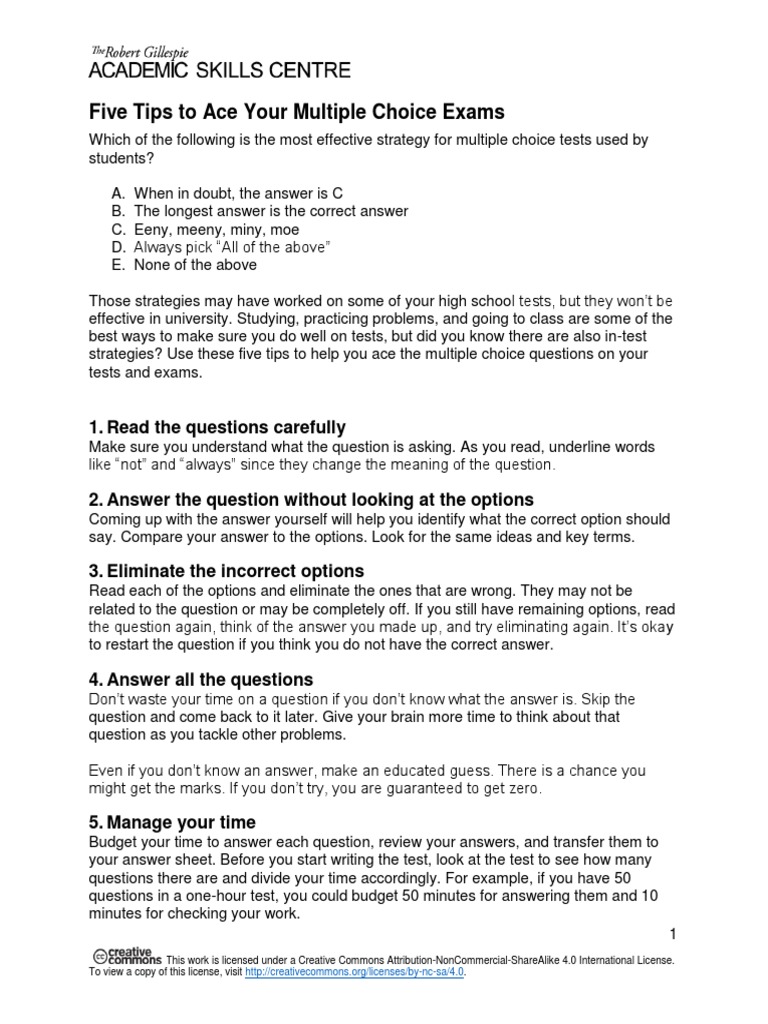 Five Tips To Ace Your Multiple Choice Exams: 1. Read The Questions ...