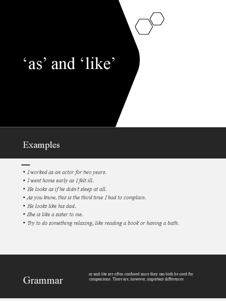 'As' and Like' | PDF | Phrase | Adjective