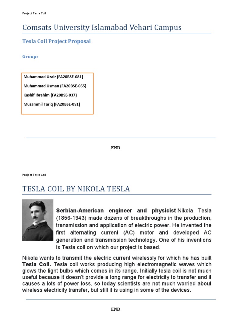 DLD Tesla Coil Project Proposal | PDF | Inductor | Transformer