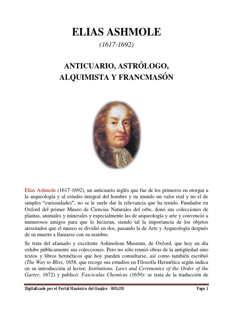 Elías Ashmole: Vida y Legado | PDF | Alquimia | Masonería