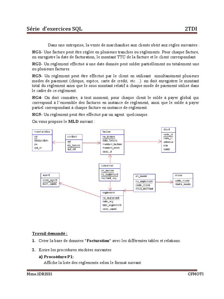 Exercices SQL: Facturation et Règlements | PDF | Facture