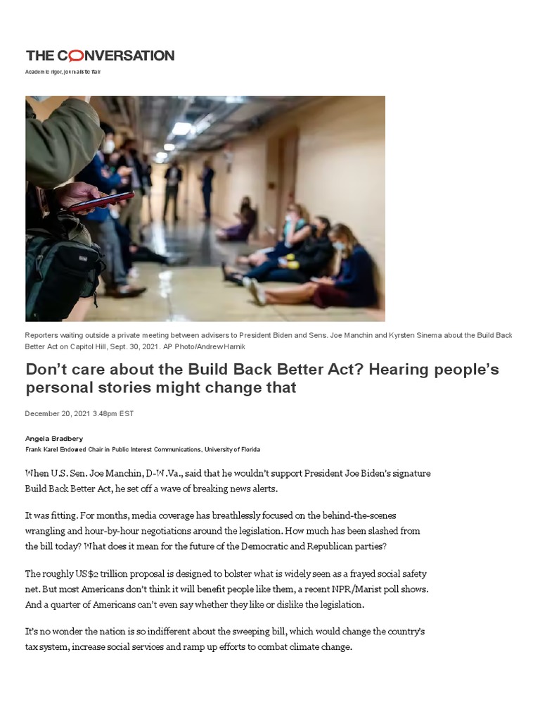 Don't Care About The Build Back Better Act - Hearing People's Personal ...