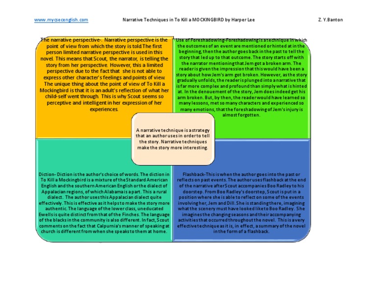 Narrative Techniques in To Kill A Mockingbird | PDF | To Kill A ...