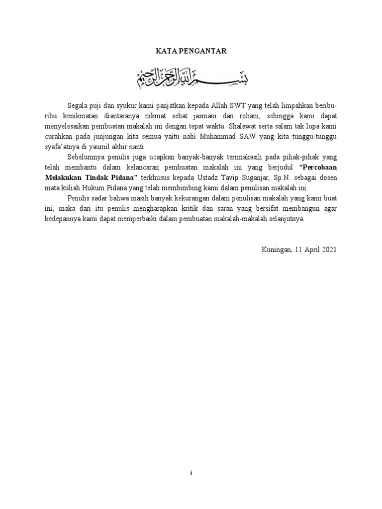 Makalah Percobaan Tindak Pidana | PDF