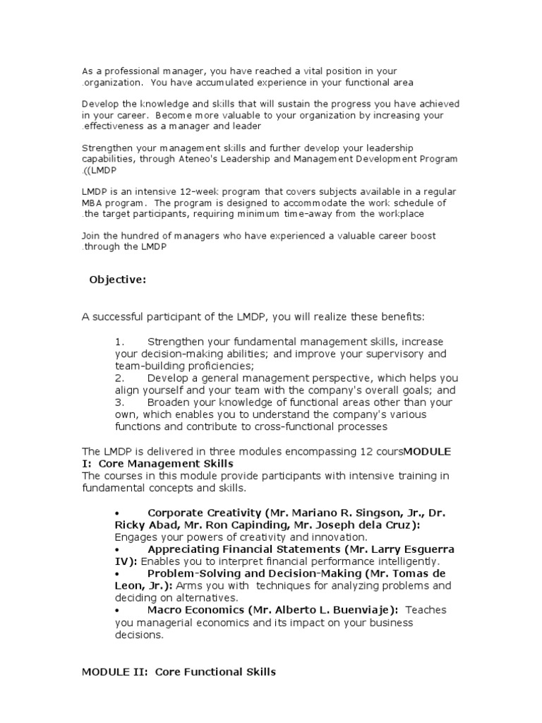 LMDP Prop Document | PDF | Business Process | Leadership