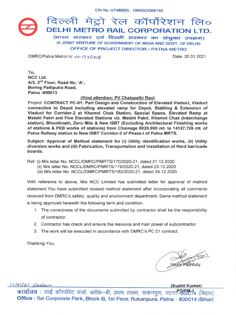 Approved Method Statement For Utility Identification Works | PDF