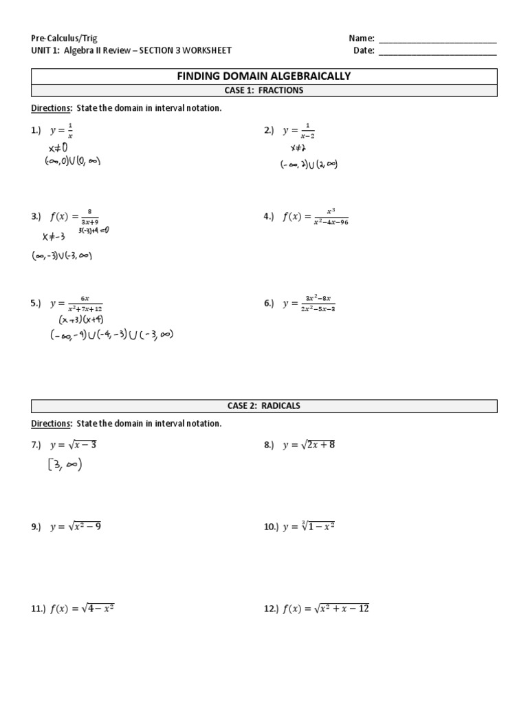 Domain and Interval Notation | PDF | Mathematics | Mathematical Objects