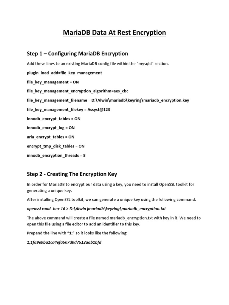 Mariadb Data At Rest Encryption Pdf