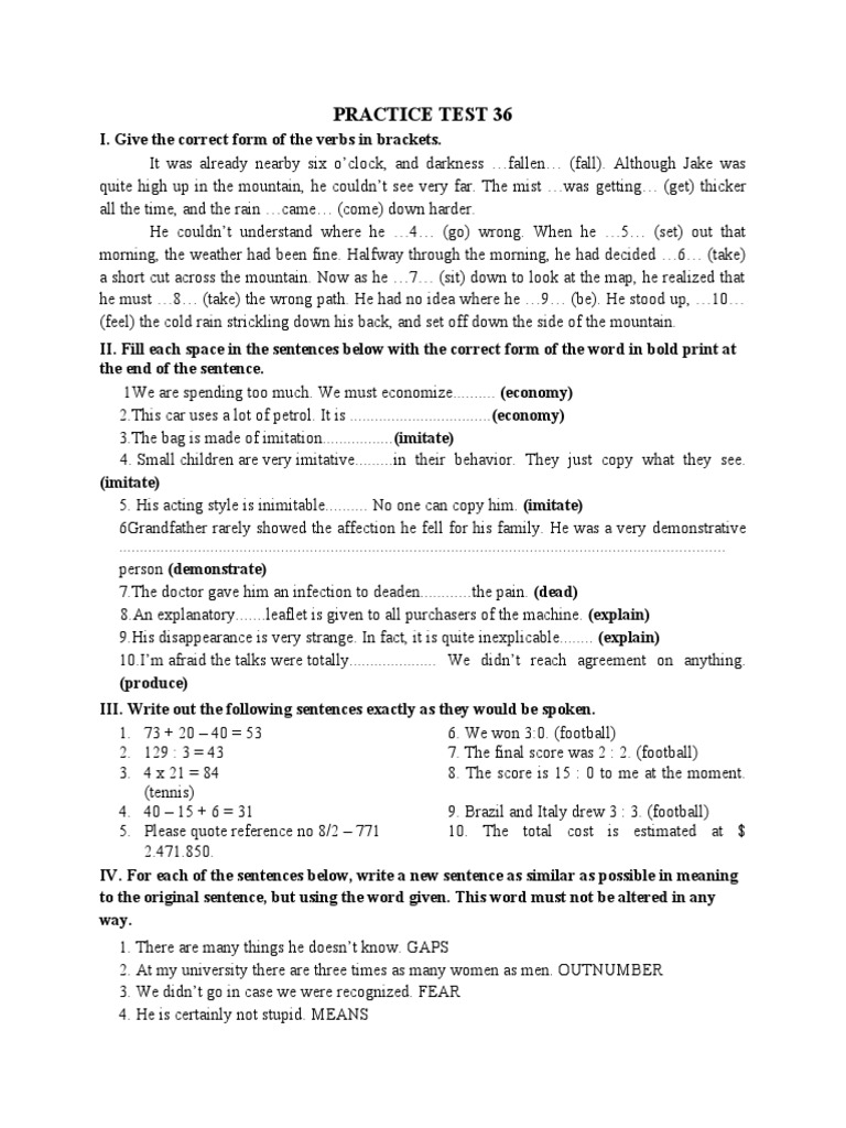 Practice Test 36 | PDF | Translations