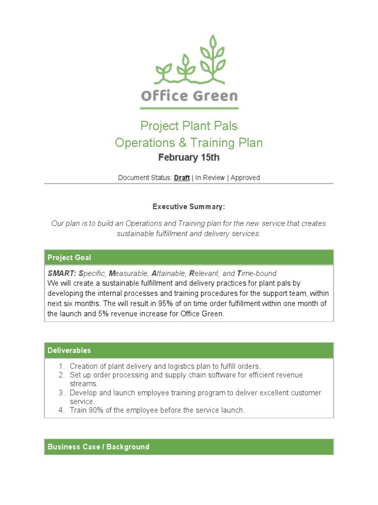 Project-Charter Plant Pals Training | PDF | Customer | Sales