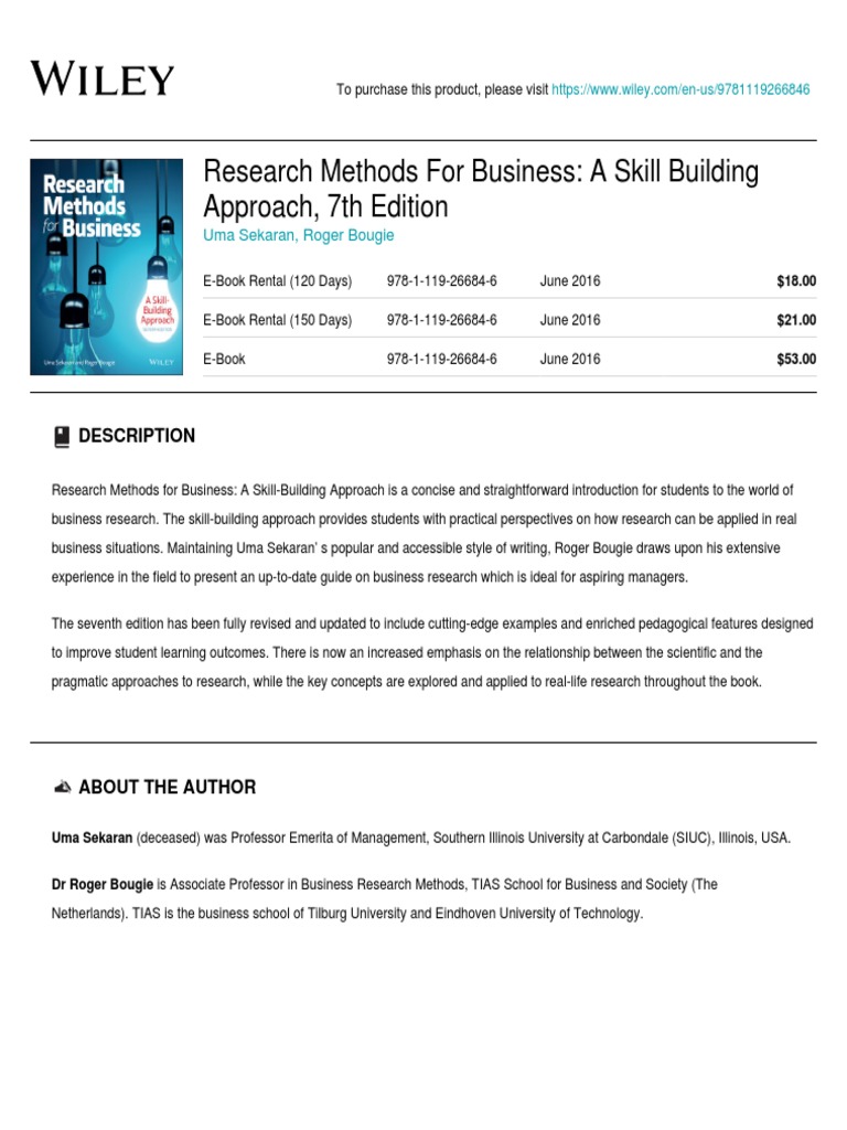 Wiley - Research Methods For Business - A Skill Building Approach, 7th ...