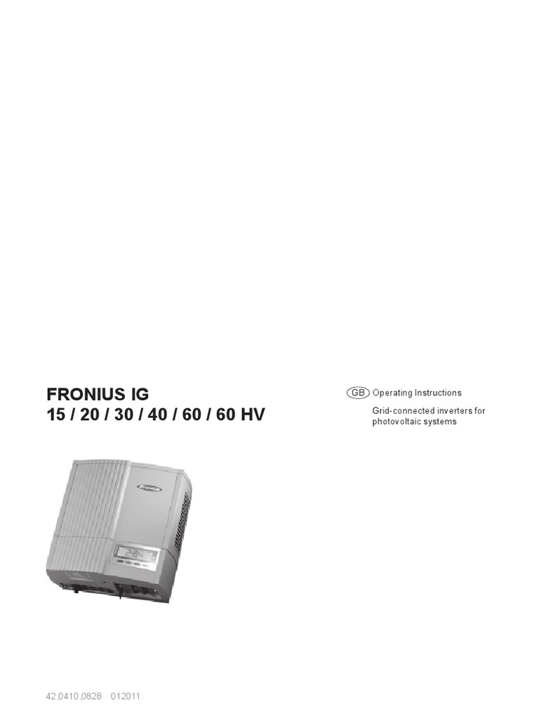 Fronius IG Series User Manual | PDF | Mains Electricity | Photovoltaic System