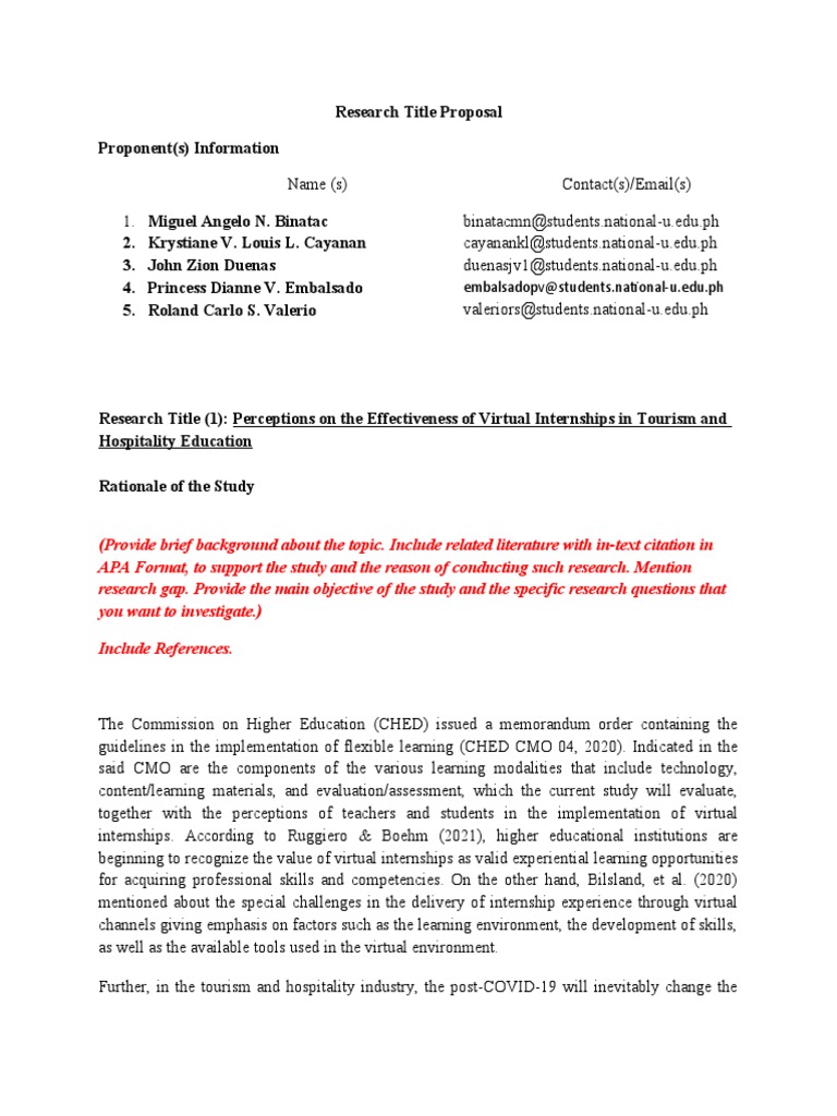 Research Title Proposal Example | PDF | Educational Technology | Learning