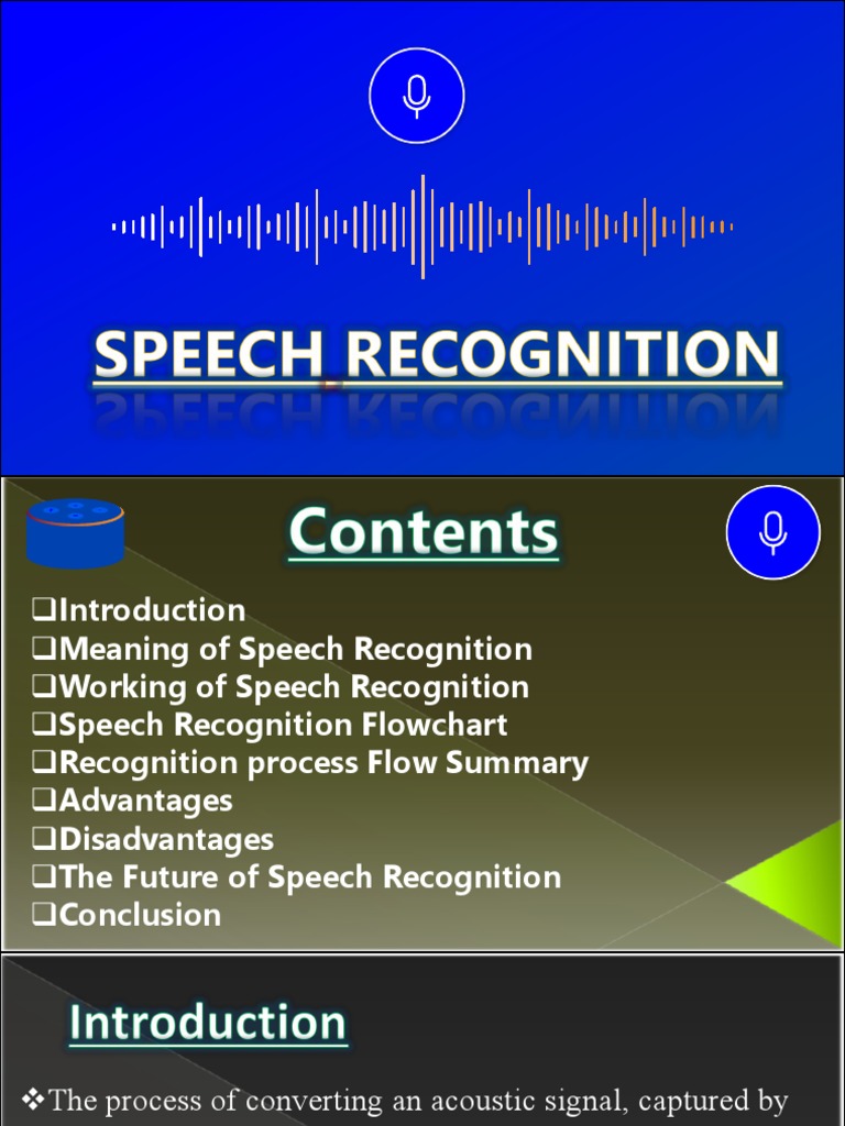 SPEECH RECOGNITION PPT Final | PDF | Speech Recognition | Speech