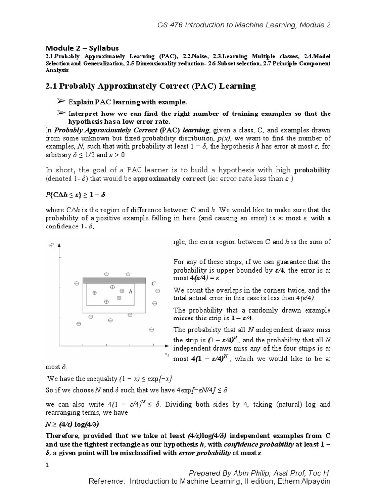 Module 2 - Syllabus: CS 476 Introduction To Machine Learning, Module 2 ...