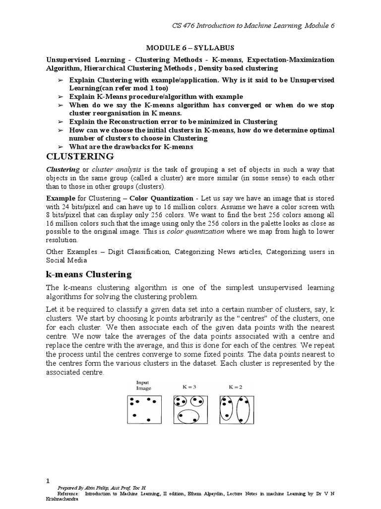 ML Mod6 | PDF | Cluster Analysis | Algorithms And Data Structures