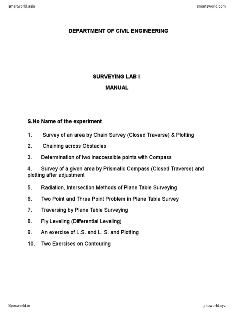 Surveying Lab-I Manual | PDF | Surveying | Compass