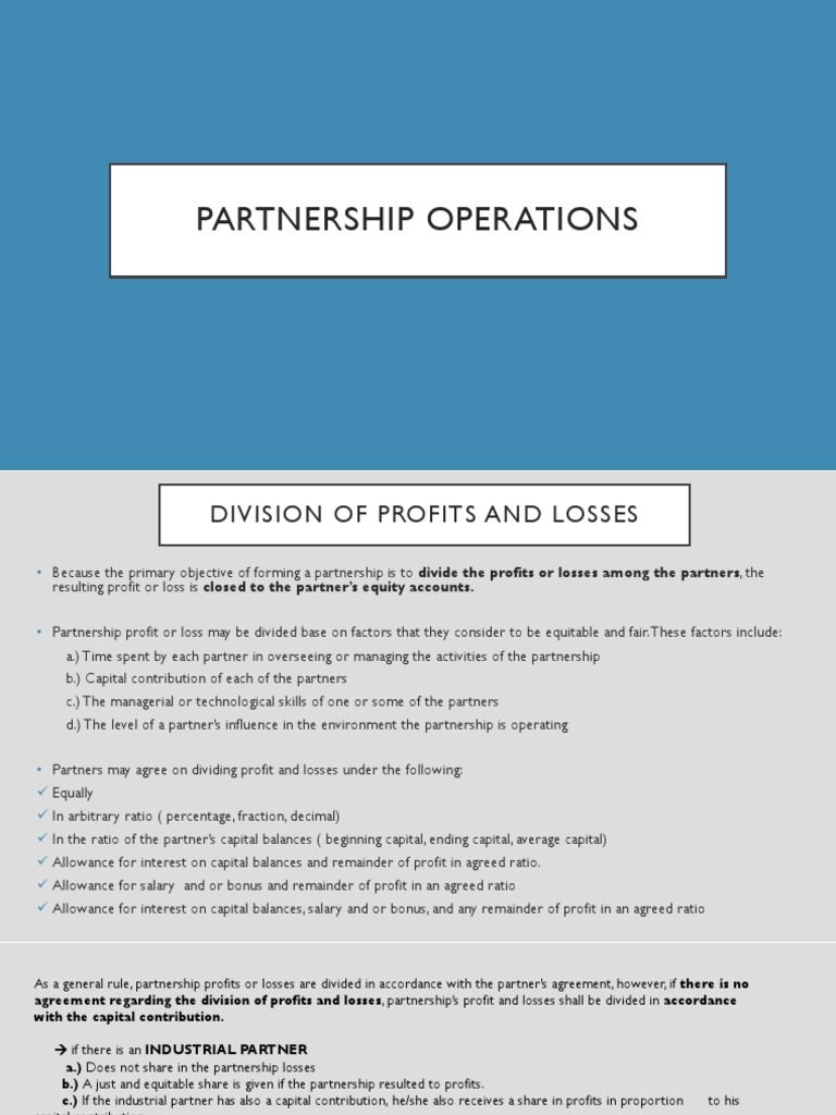 Partnership Operations | PDF | Partnership | Income Statement