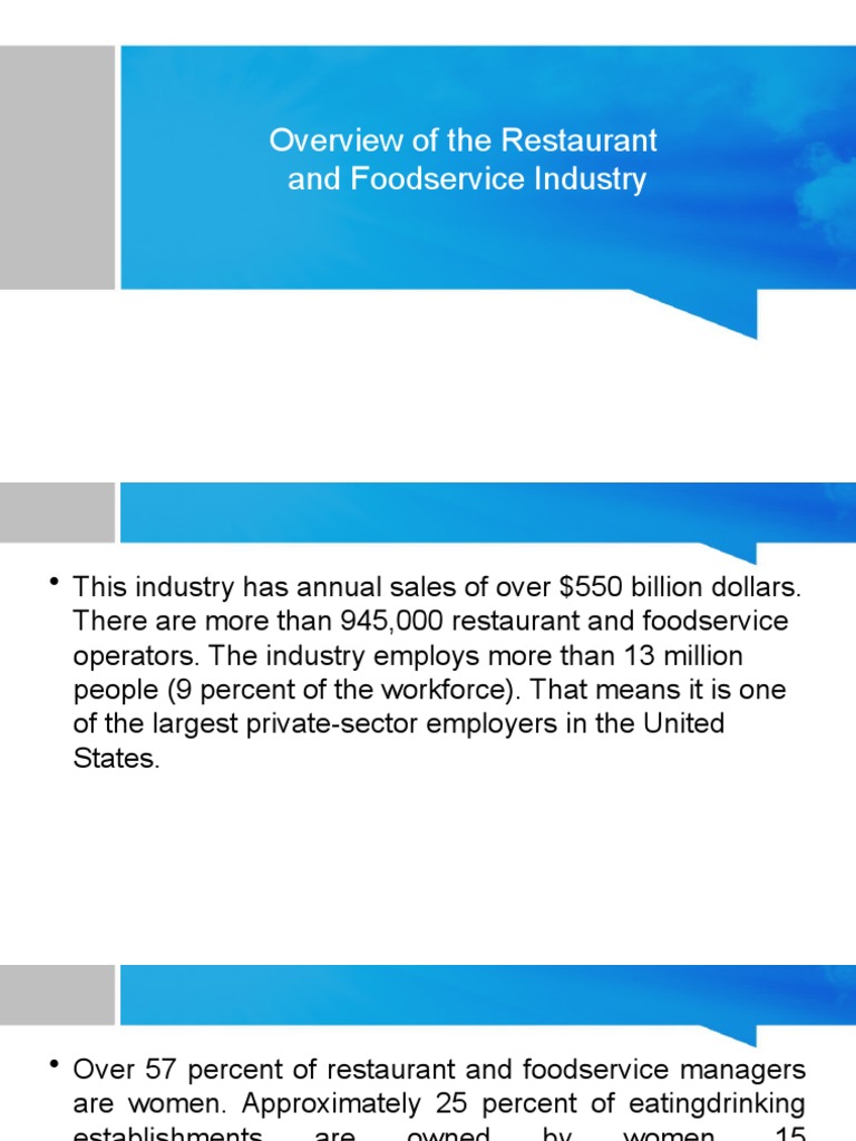 Overview of Restaurant Industry Segments | PDF | Restaurants | Foodservice