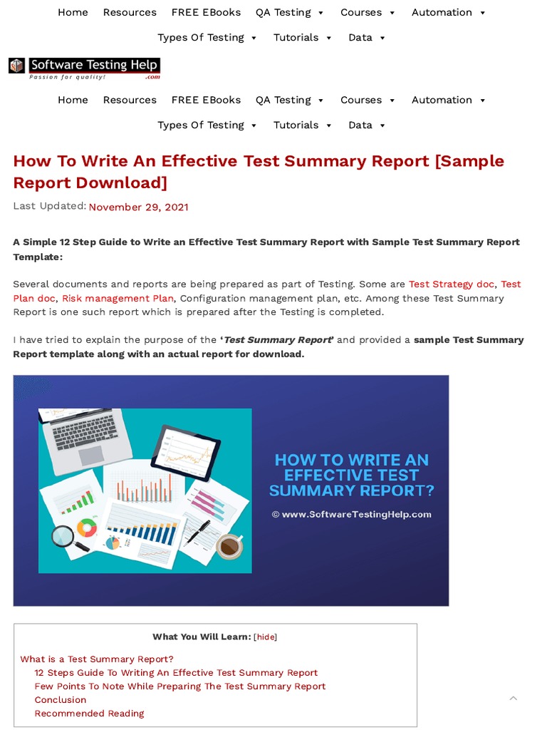 How To Write An Effective Test Summary Report (Download Template ...