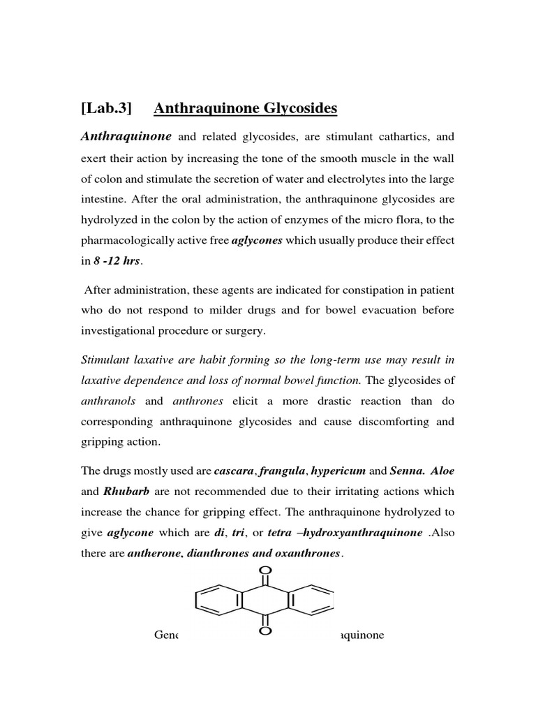 Anthraquinone Glycosides Testing Methods | PDF | Thin Layer ...