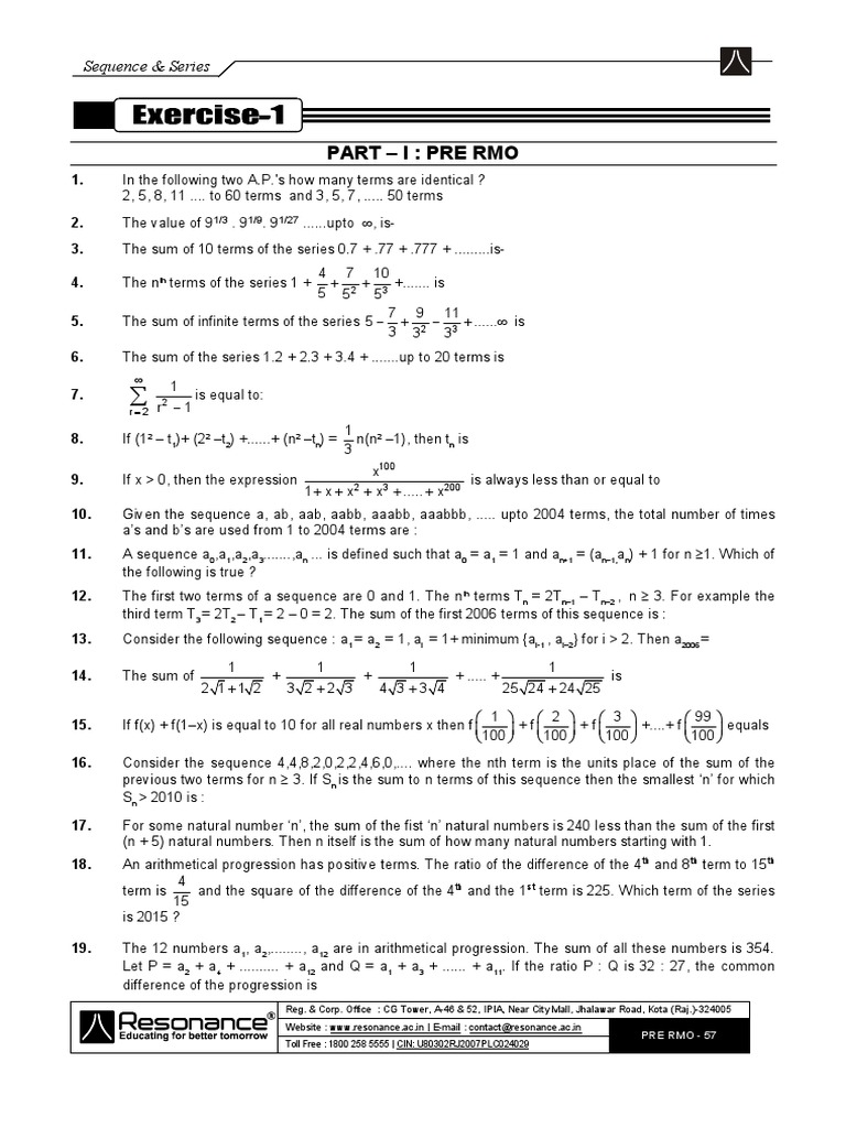 Sequence-Exercise | PDF | Summation | Sequence
