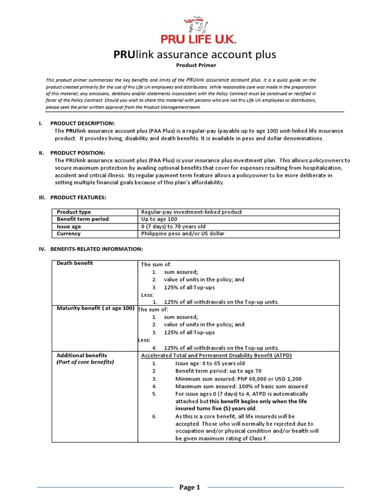 Product Primer Paaplus | PDF | Life Insurance | Insurance