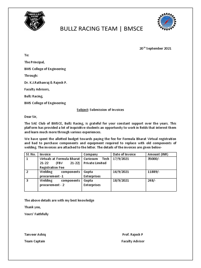 Invoice Letter | PDF