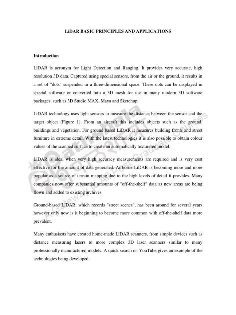 Lidar Basic Principles and Applications | PDF | Lidar | Radar