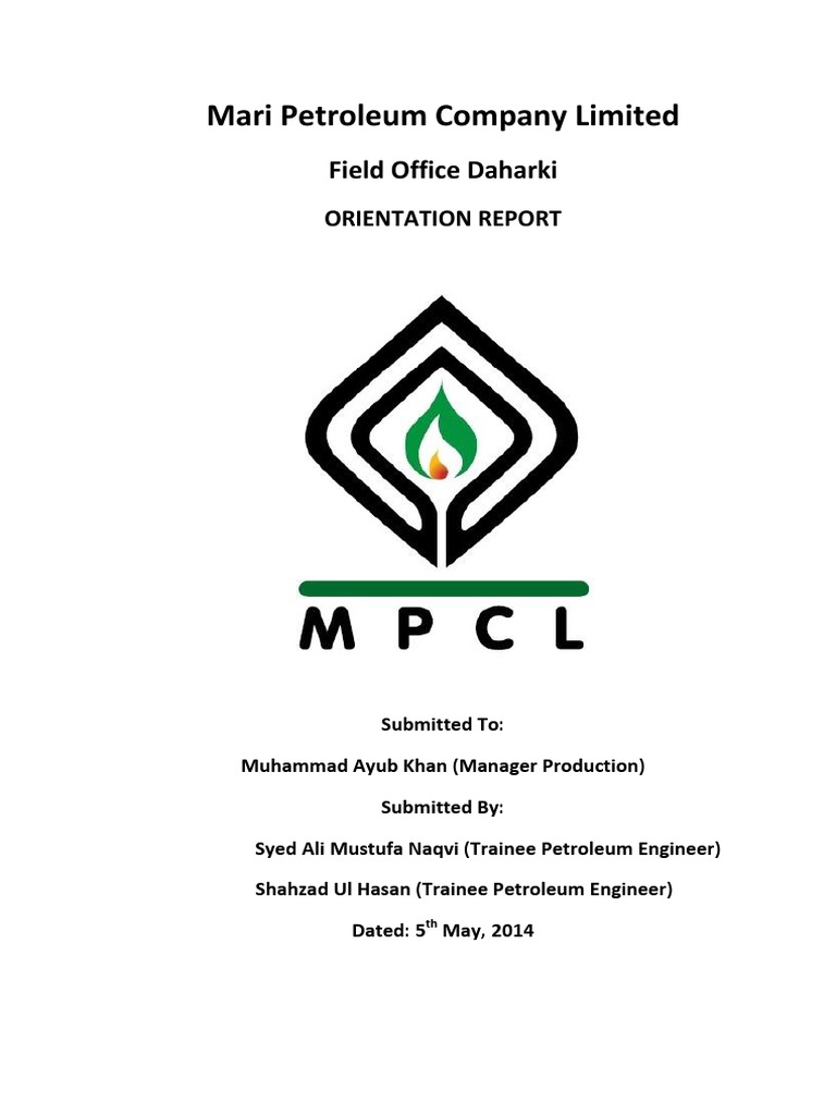 Orientation Report on the Mari Gas Field and Field Office Operations in ...