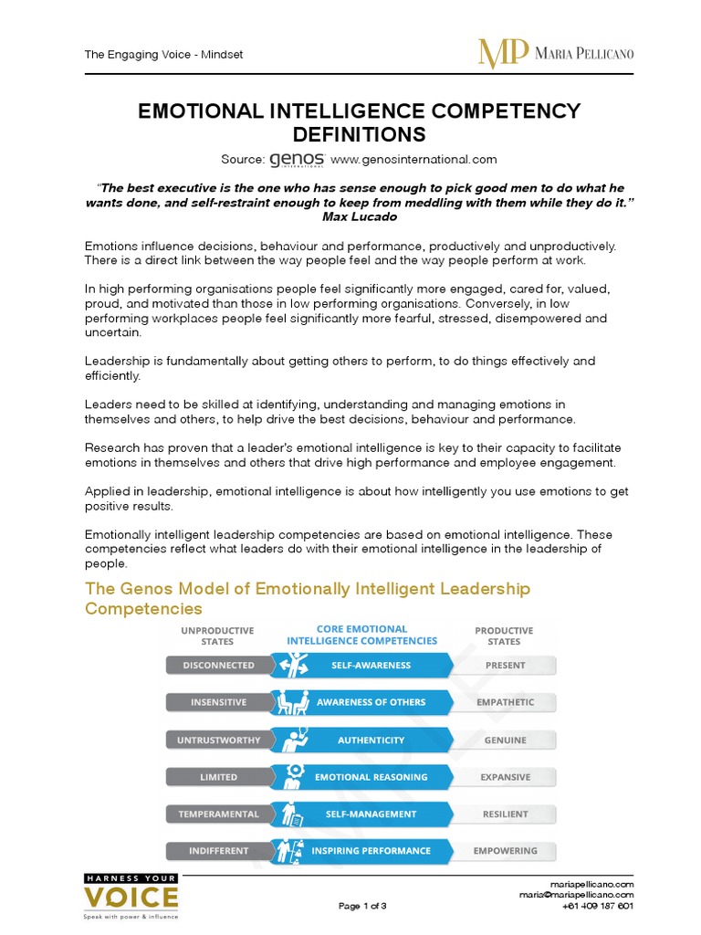 Emotional Intelligence Competency Definitions | PDF | Leadership ...