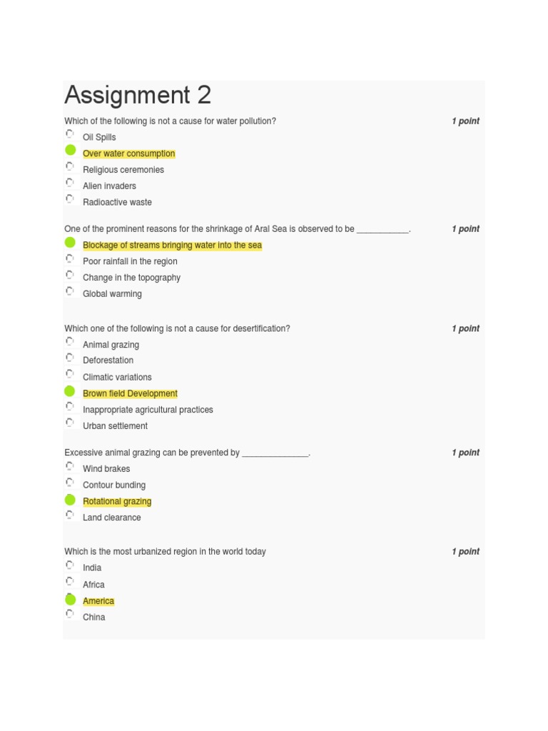 Water Pollution and Urbanization Quiz | PDF