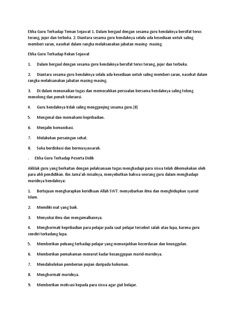 Etika Guru dalam Hubungan Sejawat dan Siswa | PDF | Karier & Perkembangan