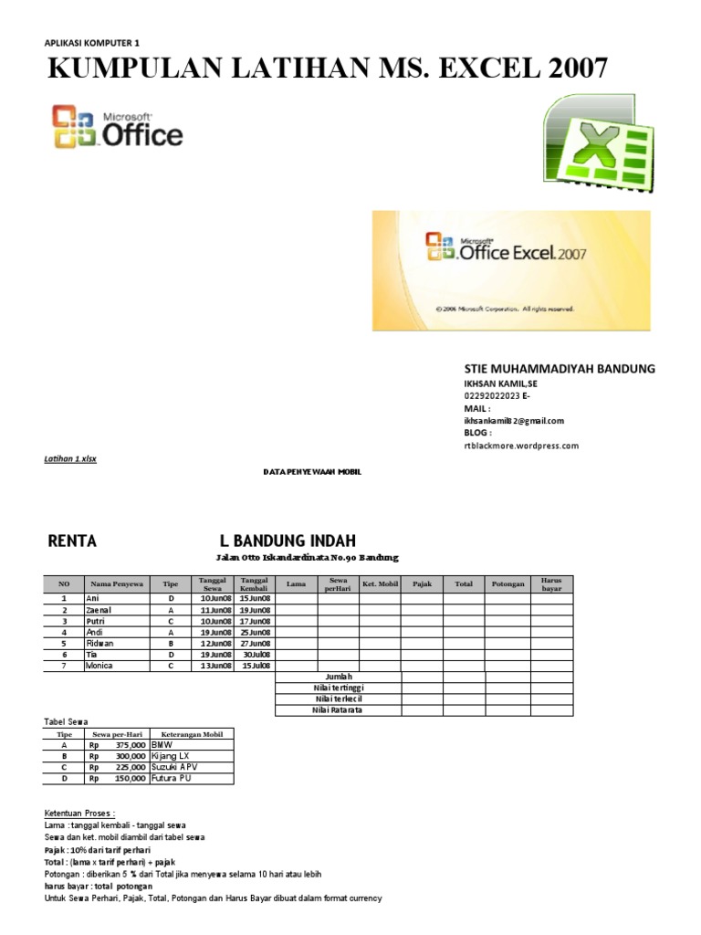Kumpulan Latihan Ms Excel 2007 | PDF
