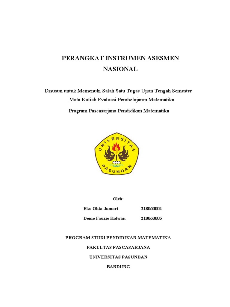 Fiks Kelompok Eko Dan Denie - Tugas UTS Instrumen Asesmen Nasional | PDF