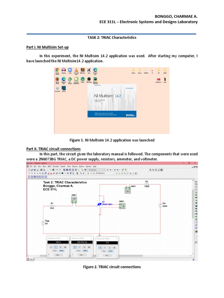TASK 2: TRIAC Characteristics Part I. NI Multisim Set-Up | Download ...