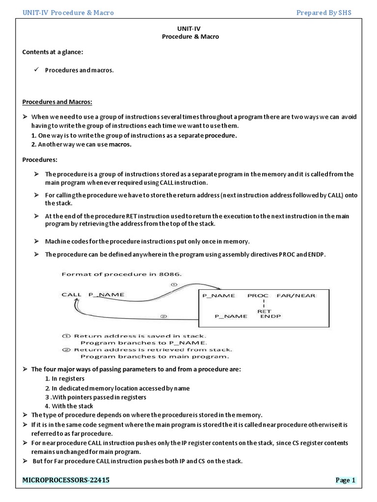 Unit-V Procedure & Macro | Download Free PDF | Subroutine | Macro ...