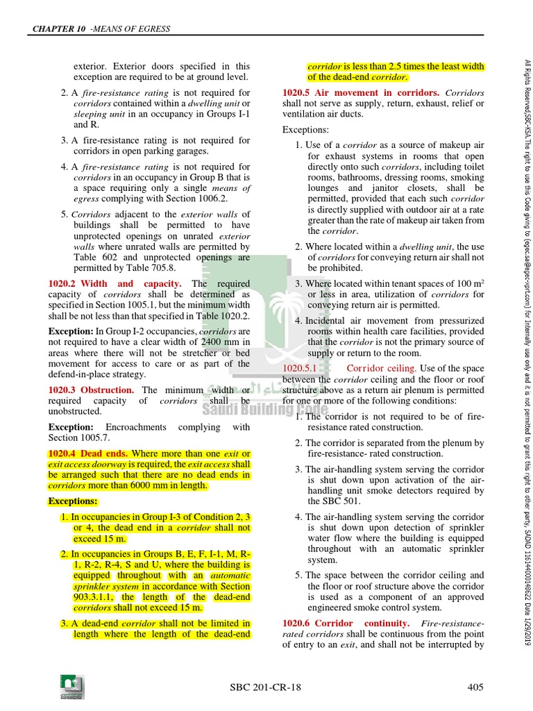 Dead End Corridor Regulations IBC 2018 | PDF | Building Engineering ...