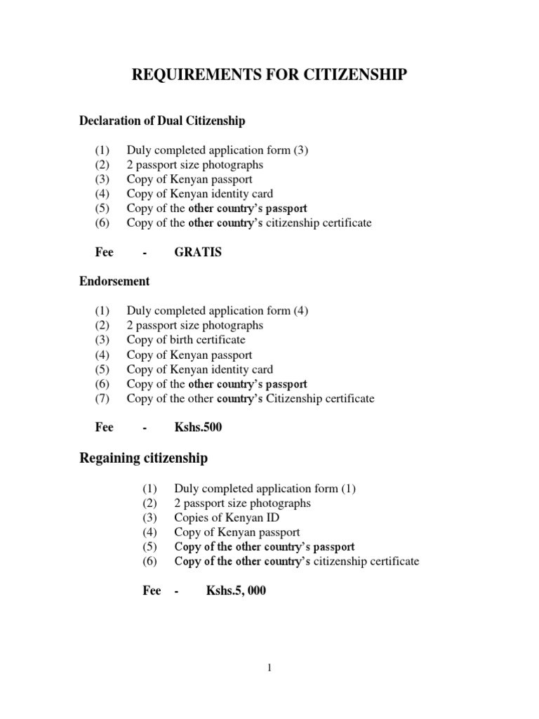 Requirements For Citizenship: Declaration of Dual Citizenship | PDF ...