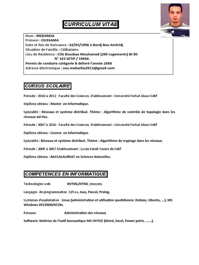 Curriculum Vitae | PDF | Informatique | Logiciel