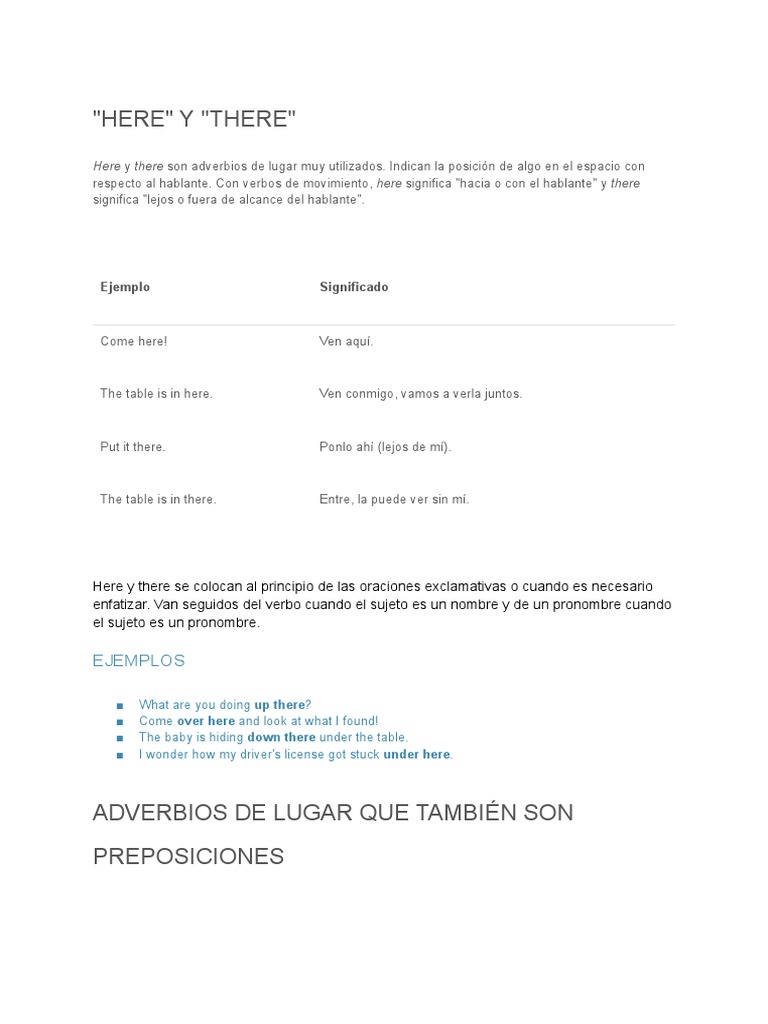 "Here" y "There" | PDF | Tipología Lingüística | Lexicología