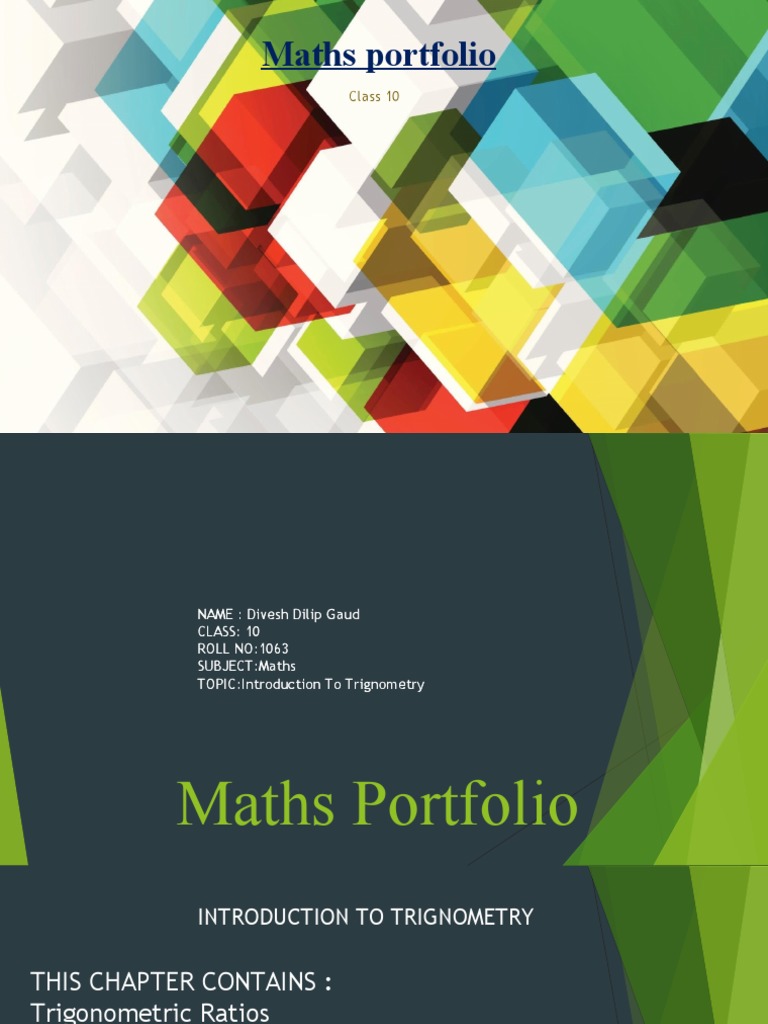 Class 10 Maths Portfolio: Trigonometry | PDF | Science & Mathematics ...