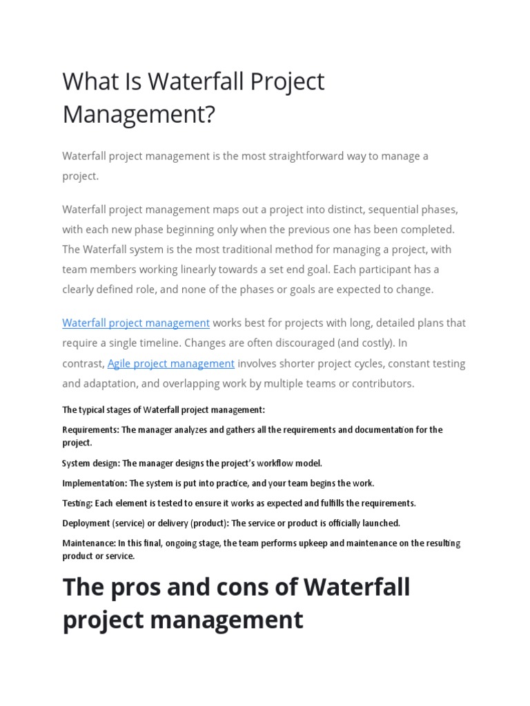 What Is Waterfall Project Management | Download Free PDF | Agile ...