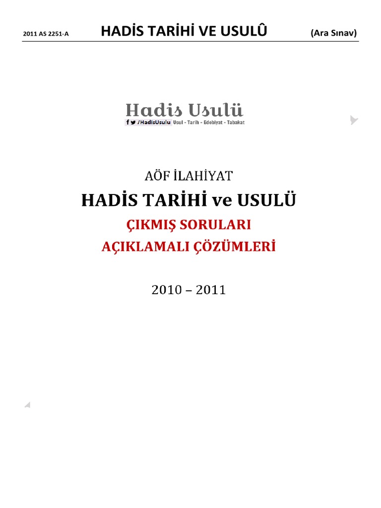 Hadis Usulu 2010-2011 | PDF